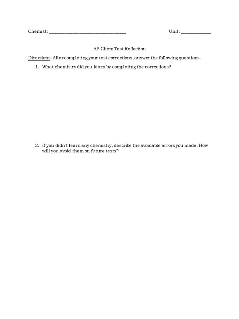 Copy of Test Corrections Reflection 25-26 | PDF