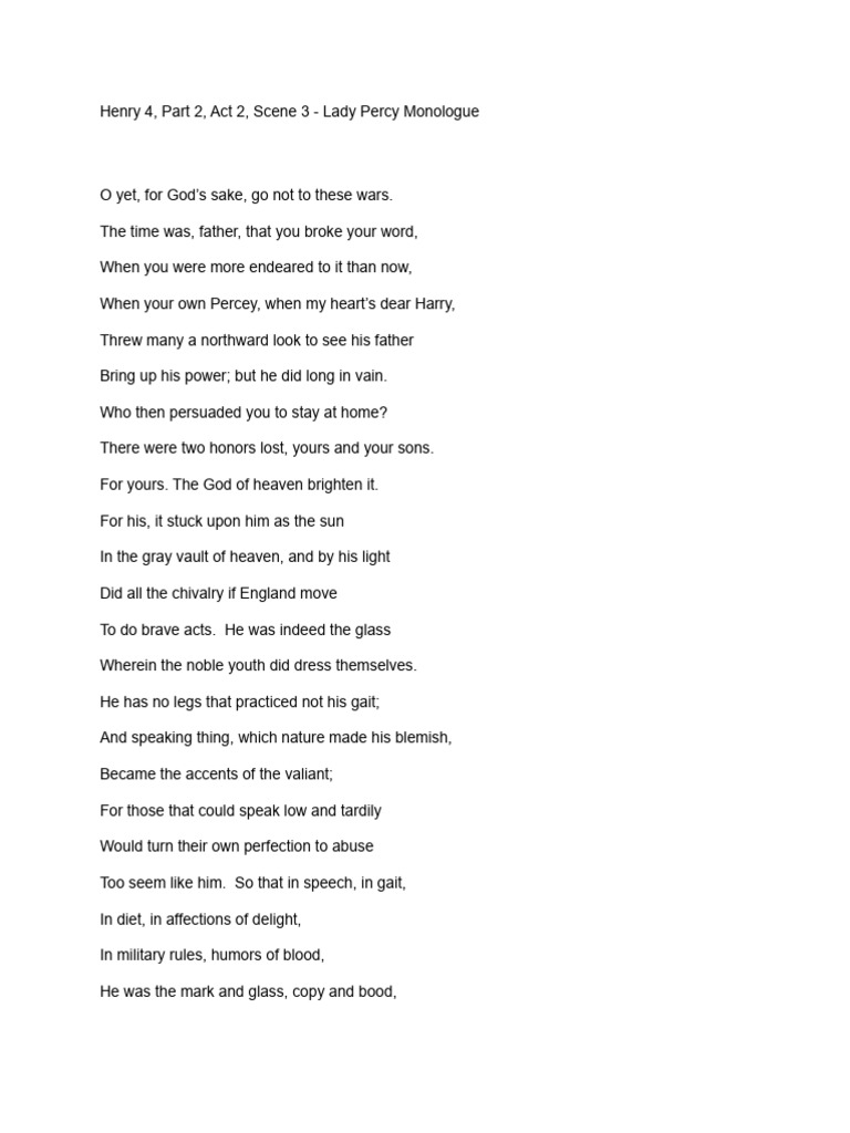 Lady Percy Monologue | PDF