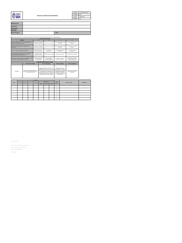 F-860-080-0019_Re-Evaluación de proveedores V1 | PDF