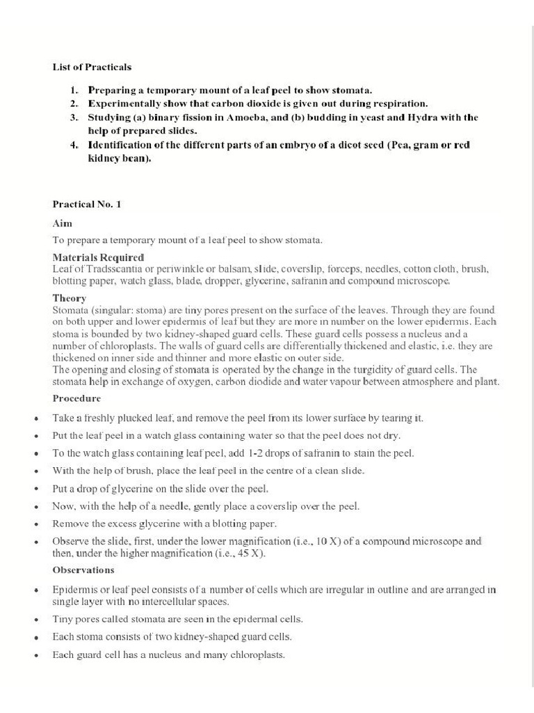 Biology Practicals | PDF