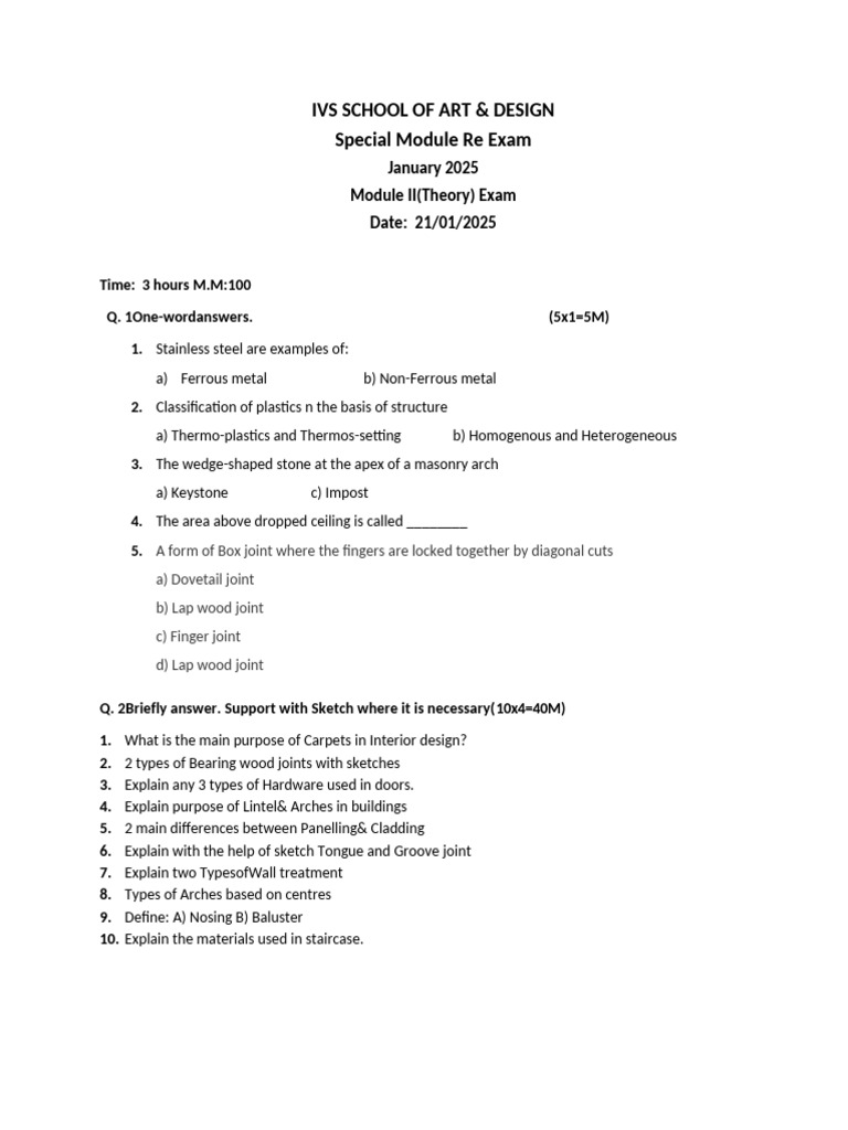IVS Art & Design Module II Exam Guide | PDF