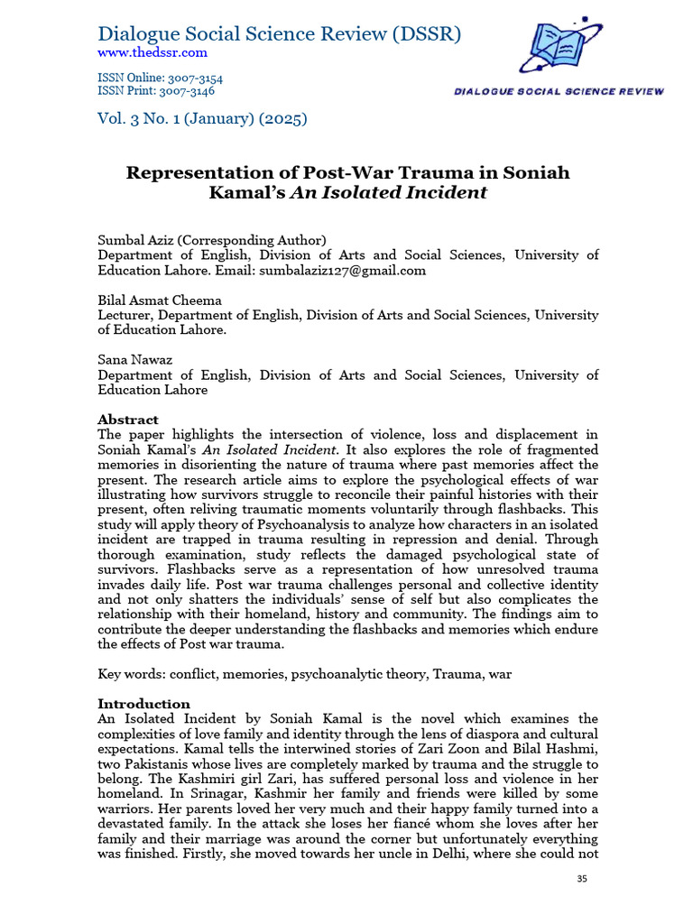 Sumbal+R1 (1) | PDF | Psychological Trauma | Sigmund Freud