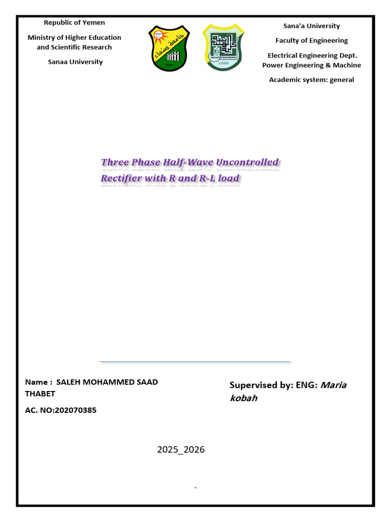 Three Phase11111111111111111111 Half | PDF | Rectifier | Power Supply