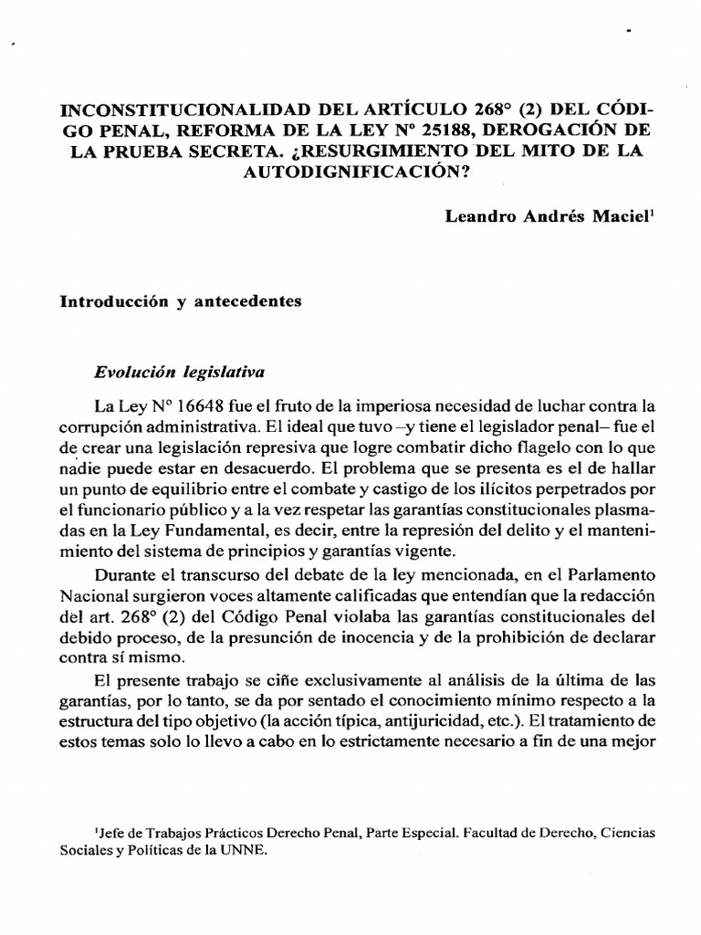 inconctitucionalidad del art 268 cp argentino | PDF | Constitución ...