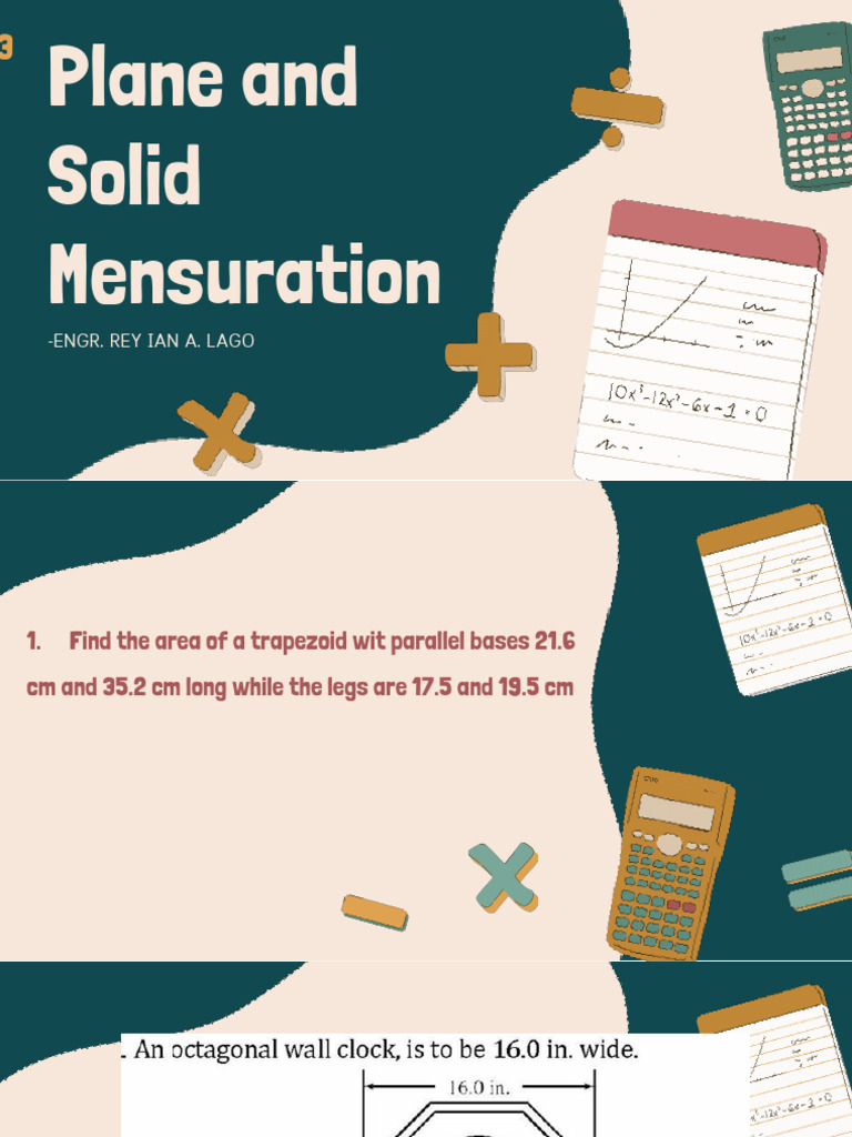 Plane and Solid Mensuration Problems | PDF