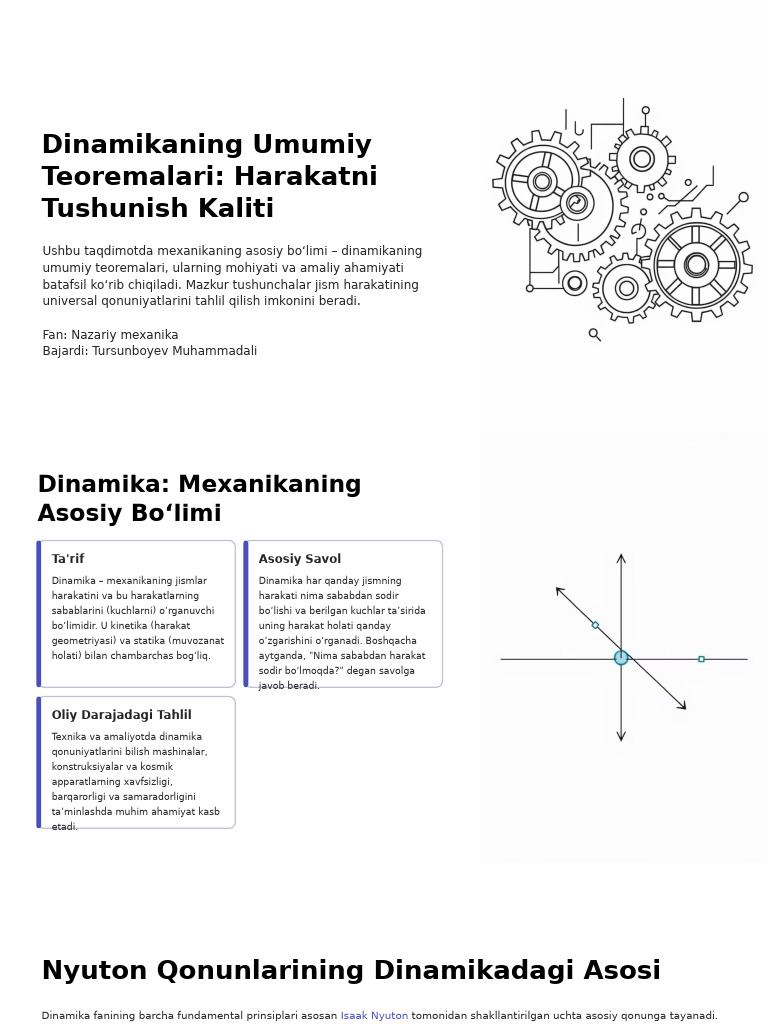 Dinamikaning-Umumiy-Teoremalari-Harakatni-Tushunish-Kaliti | PDF