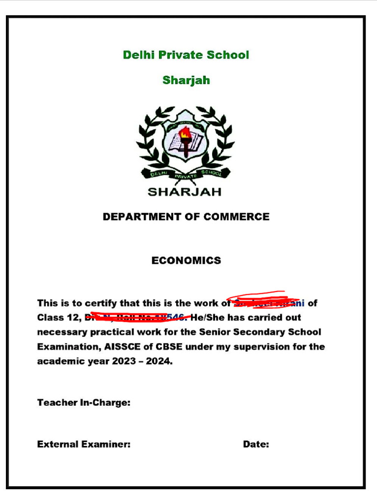 Project File of Economics (Class 12th) | PDF