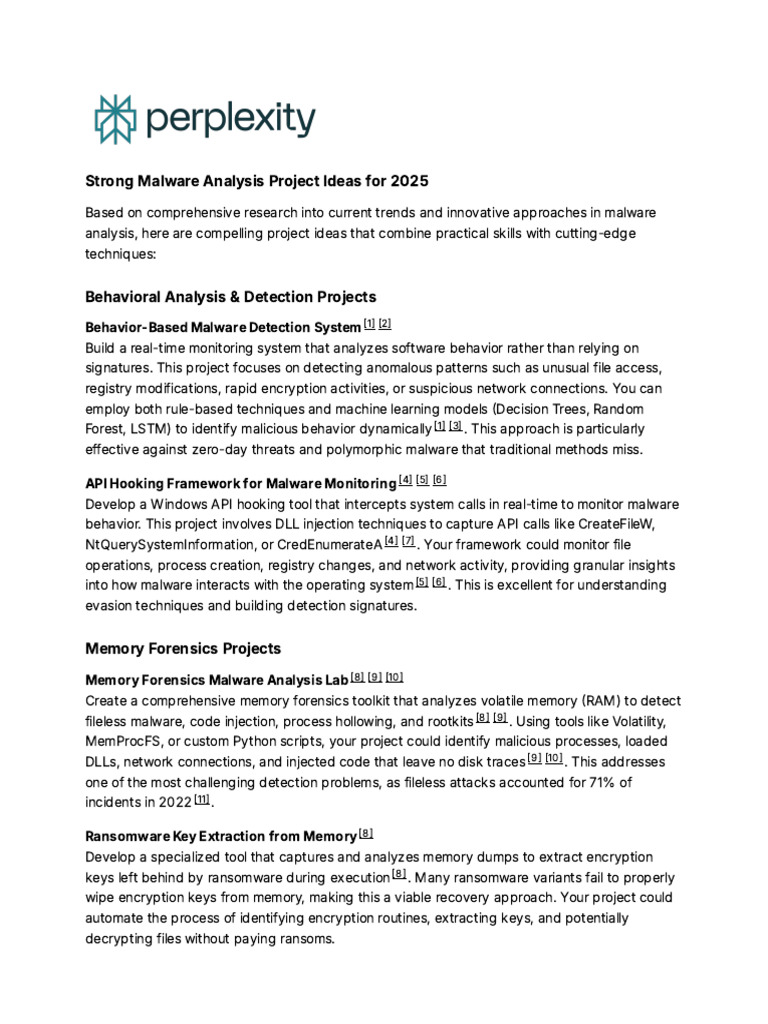 Strong Malware Analysis Project Ideas for 2025 | PDF | Malware | Ransomware