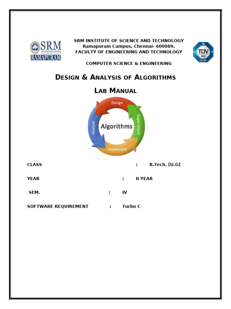 21csc204j Daa Lab Manual | PDF | Computer Programming | Algorithms And Data Structures
