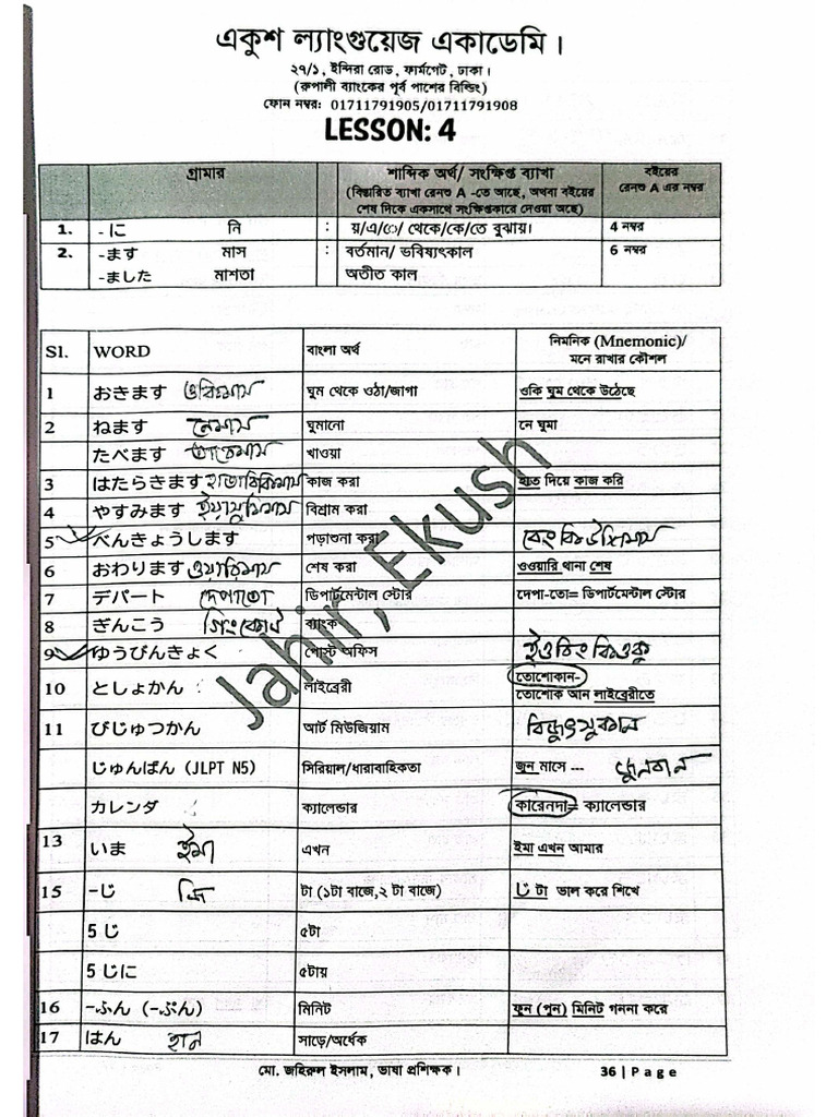 4 Lesson N5 Vocabulary | PDF