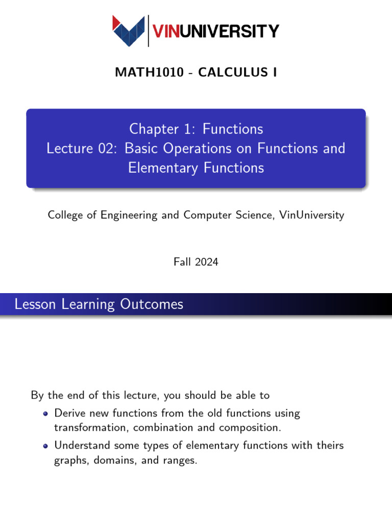 Lect02-Basic Operations on Functions and Elementary Functions | PDF ...