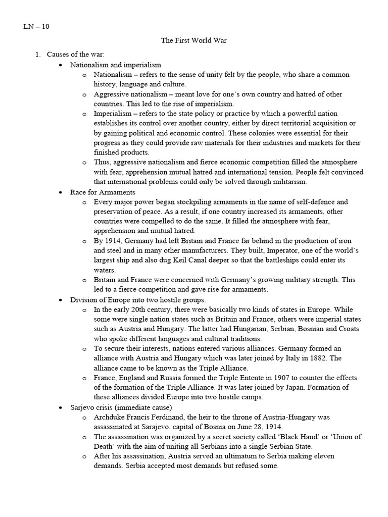 Grade X Civics Ln - 4 Notes | PDF | Allies Of World War I | Austria Hungary
