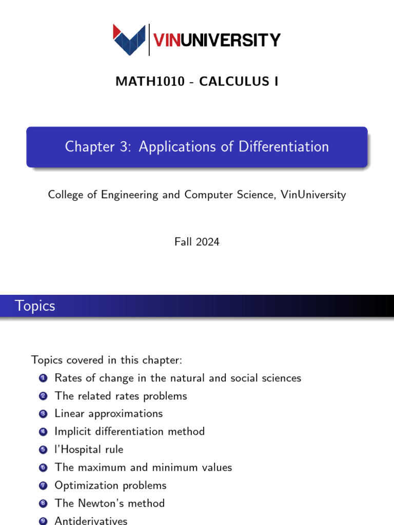 Applications of Differentiation in Calculus | PDF | Derivative | Tangent