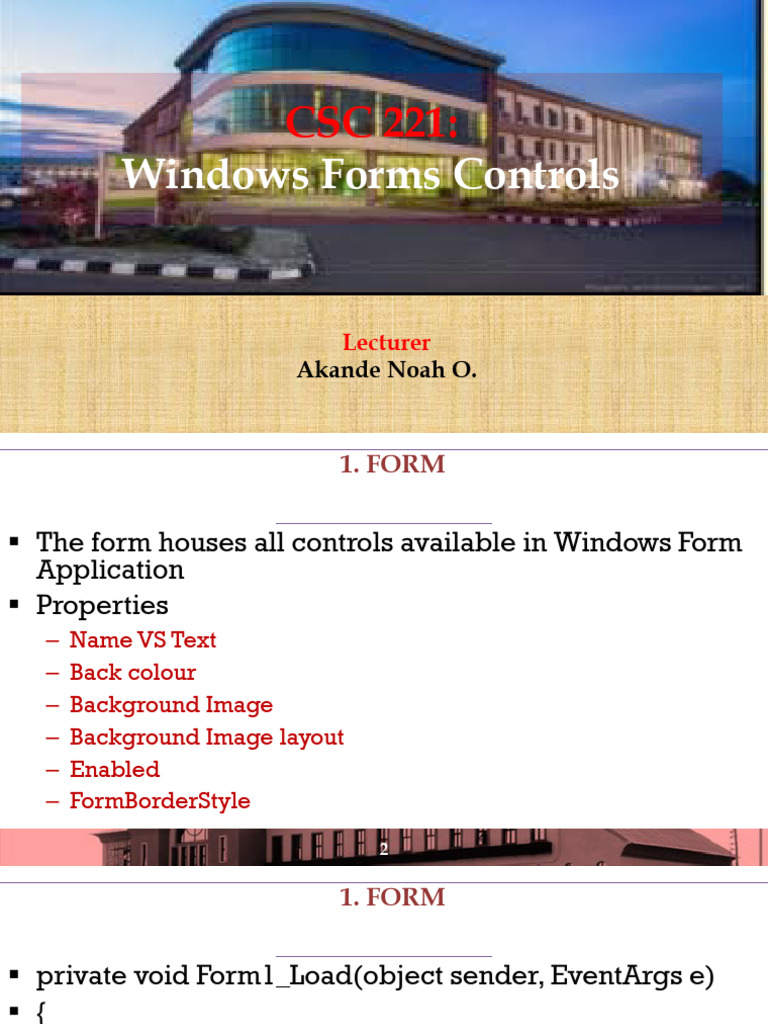Windows Forms Controls Overview | PDF | Software Engineering | Software