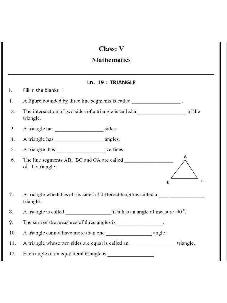 Angles Class V Practice Questions | PDF