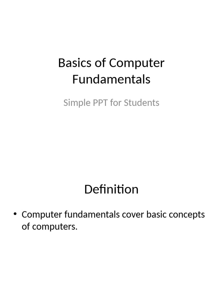 Computer Fundamentals for Students | PDF