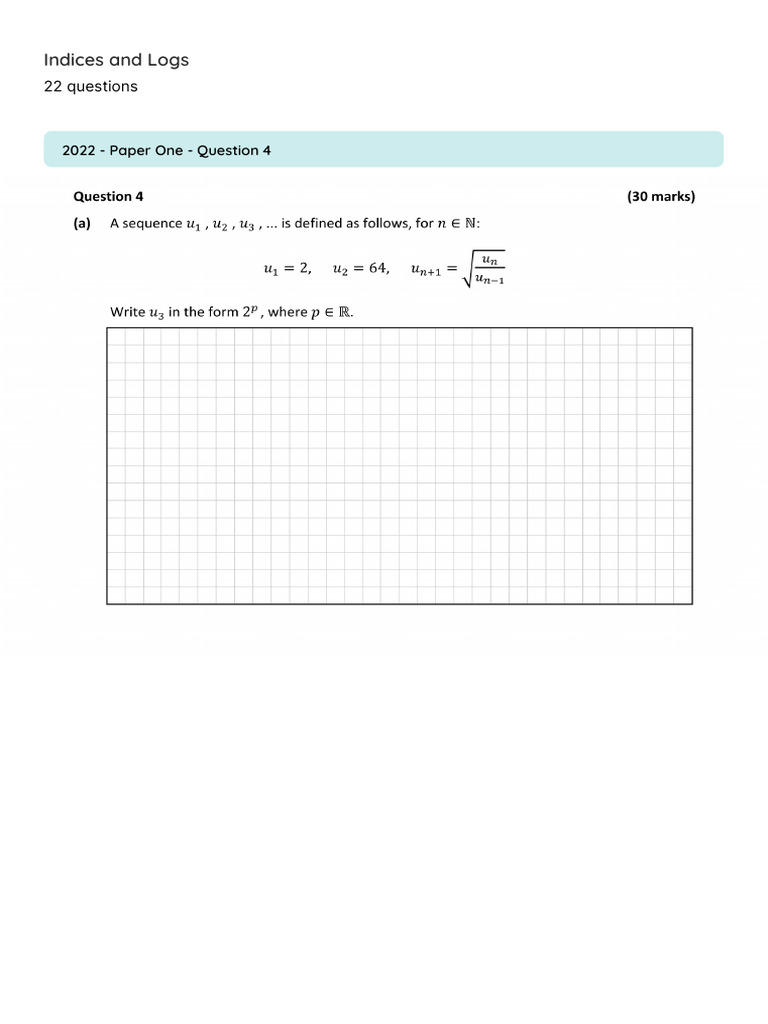 Indices and Logs Exam Questions List | PDF