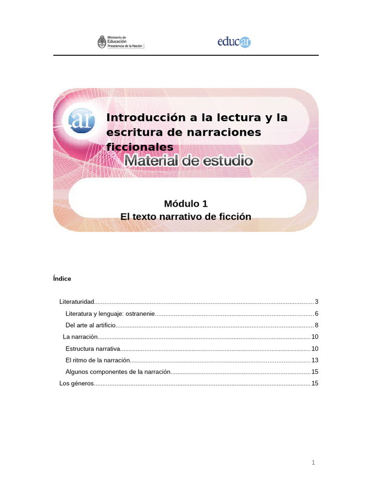 Modulo 1 - El Texto Narrativo de Ficcion | PDF | Narración | Cuentos