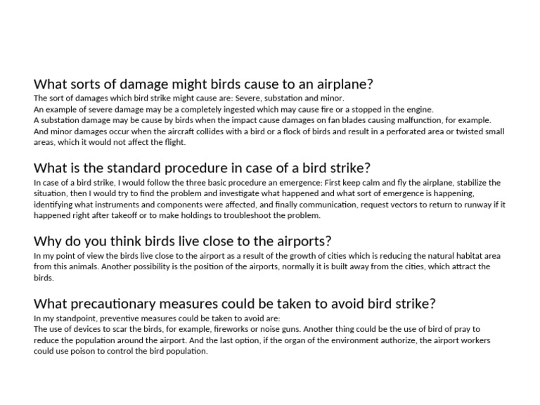 Bird Strike Damage and Prevention Guide | PDF