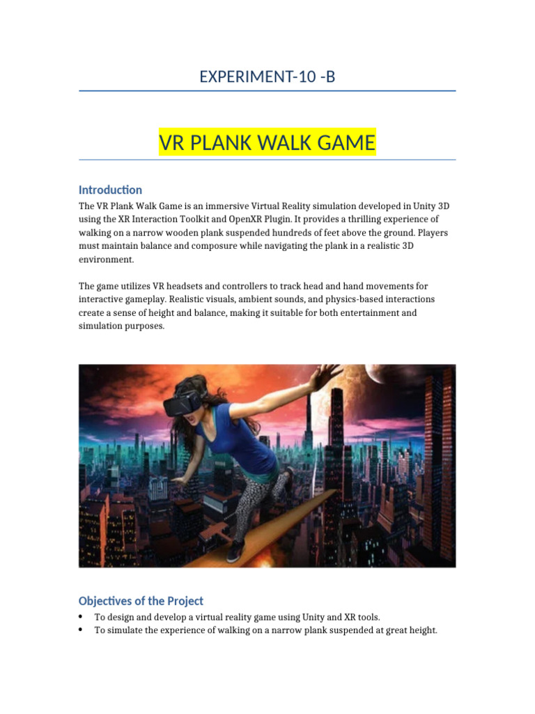 VR Plank Walk Game: Immersive Experience | PDF | Virtual Reality ...