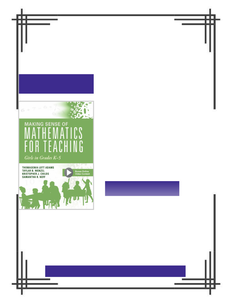 Making Sense of Mathematics for Teaching Girls in Grades K 5 Thomasenia ...