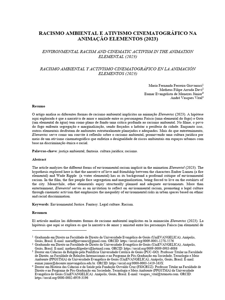 Racismo ambiental e ativismo cinematográfico na animação elementos ...