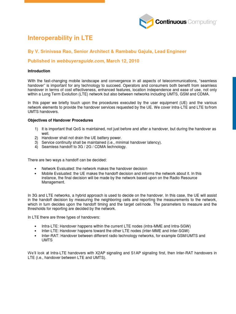 Lte Handover Call Flow | PDF | Software Defined Radio | Information And ...