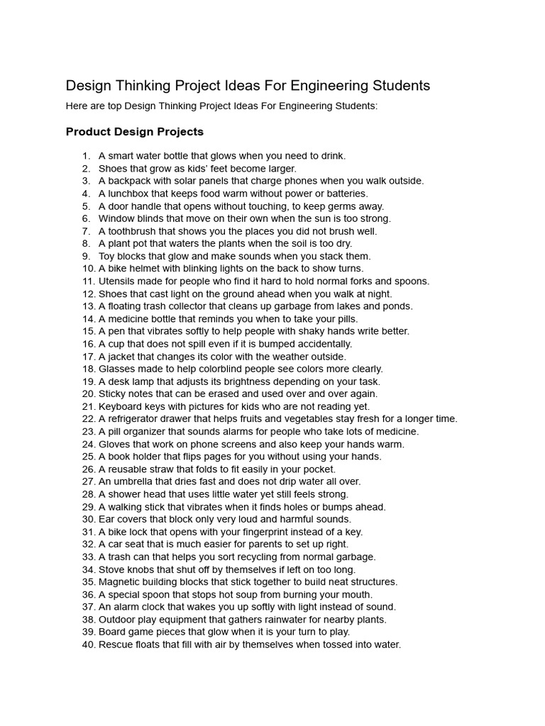 Design Thinking Projects for Engineers | PDF | Classroom | Recycling