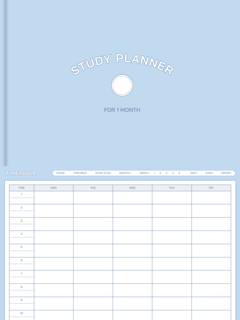 Basic 1-Month Study Planner (Blue) | PDF