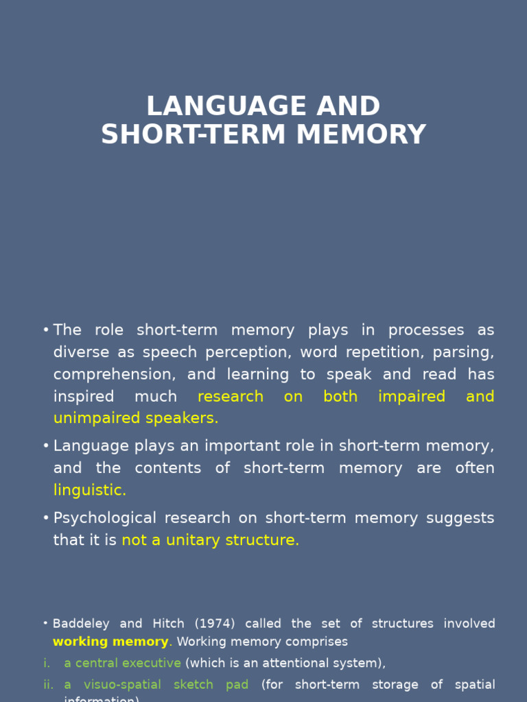 Language Processing and Short-Term Memory | PDF | Memory | Working Memory