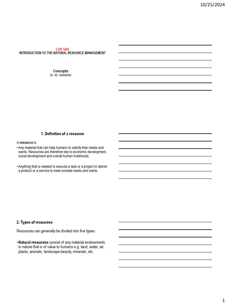 1A-Introduction To The Resources Concept Handout | PDF | Resource ...