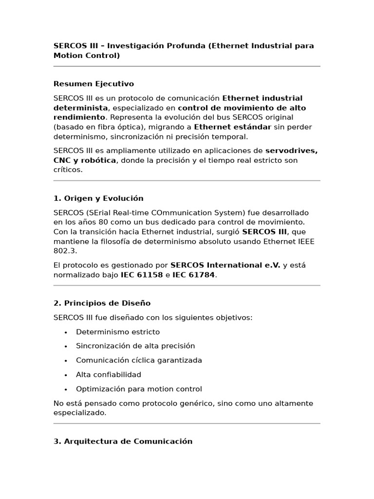 Sercos III | PDF | Ethernet | Ciencias de la Computación
