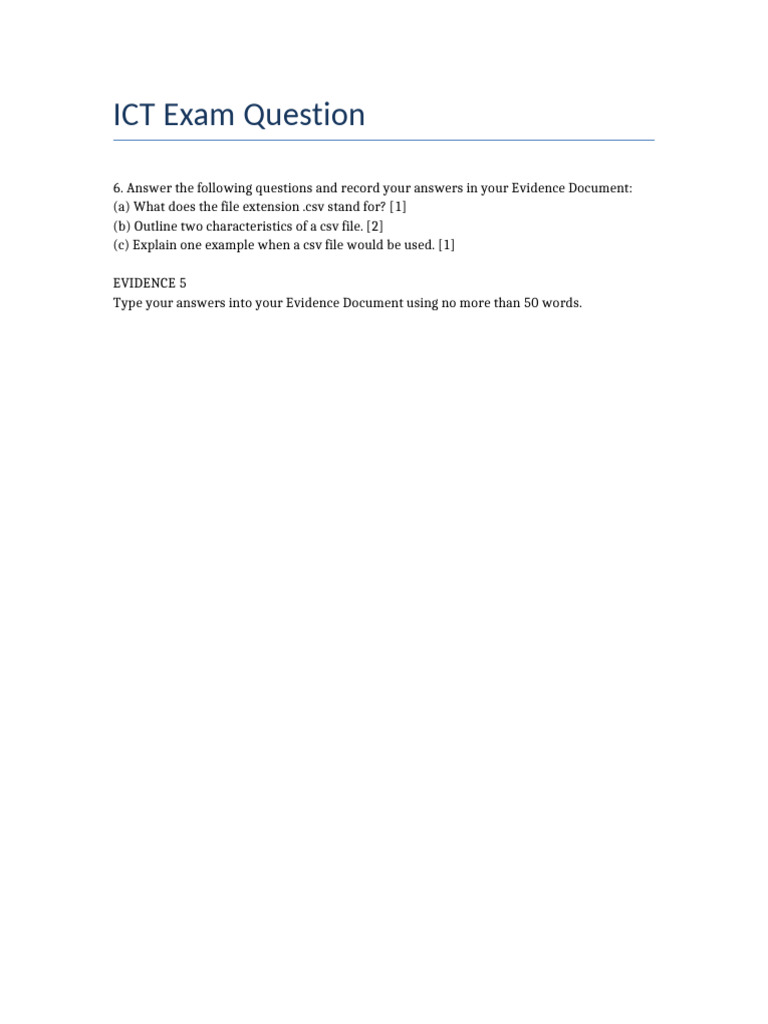 ICT Exam Question | PDF