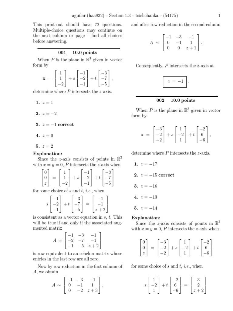 Section 1.3-solutions | PDF | Matrix (Mathematics) | Vector Space