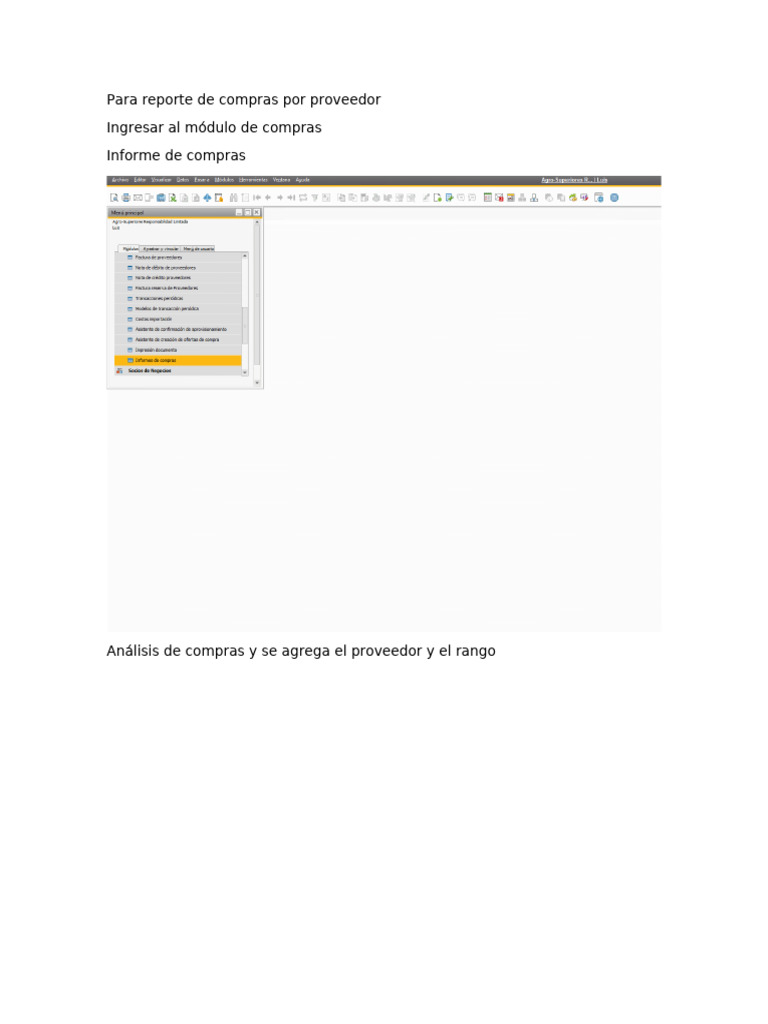Para Reporte de Compras Por Proveedor | PDF