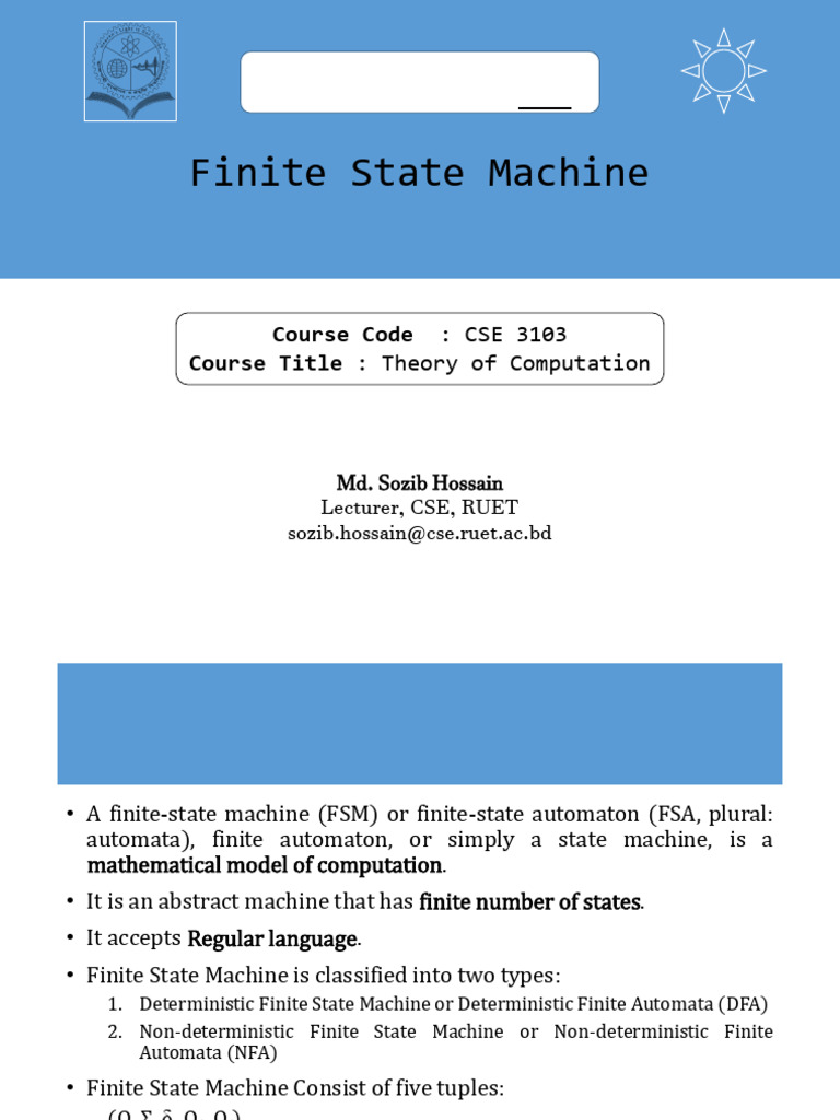 Slide 05 - Finite State Machine | PDF | Theoretical Computer Science ...