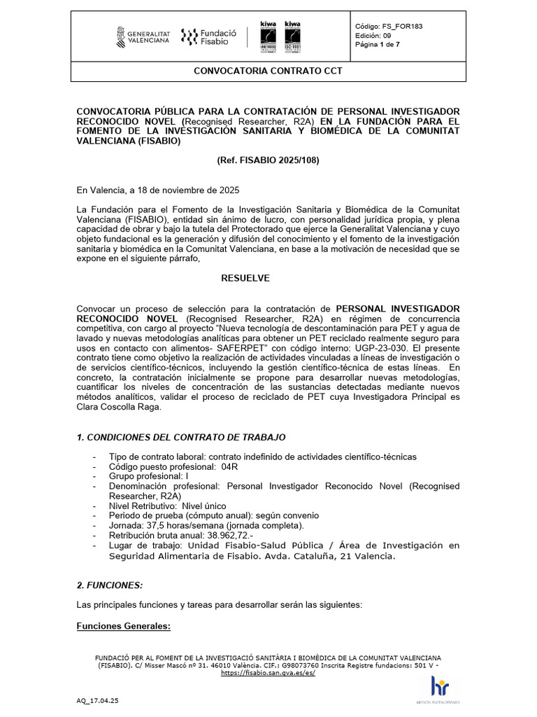 2025-108 Personal Investigador Reconocido Novel | PDF