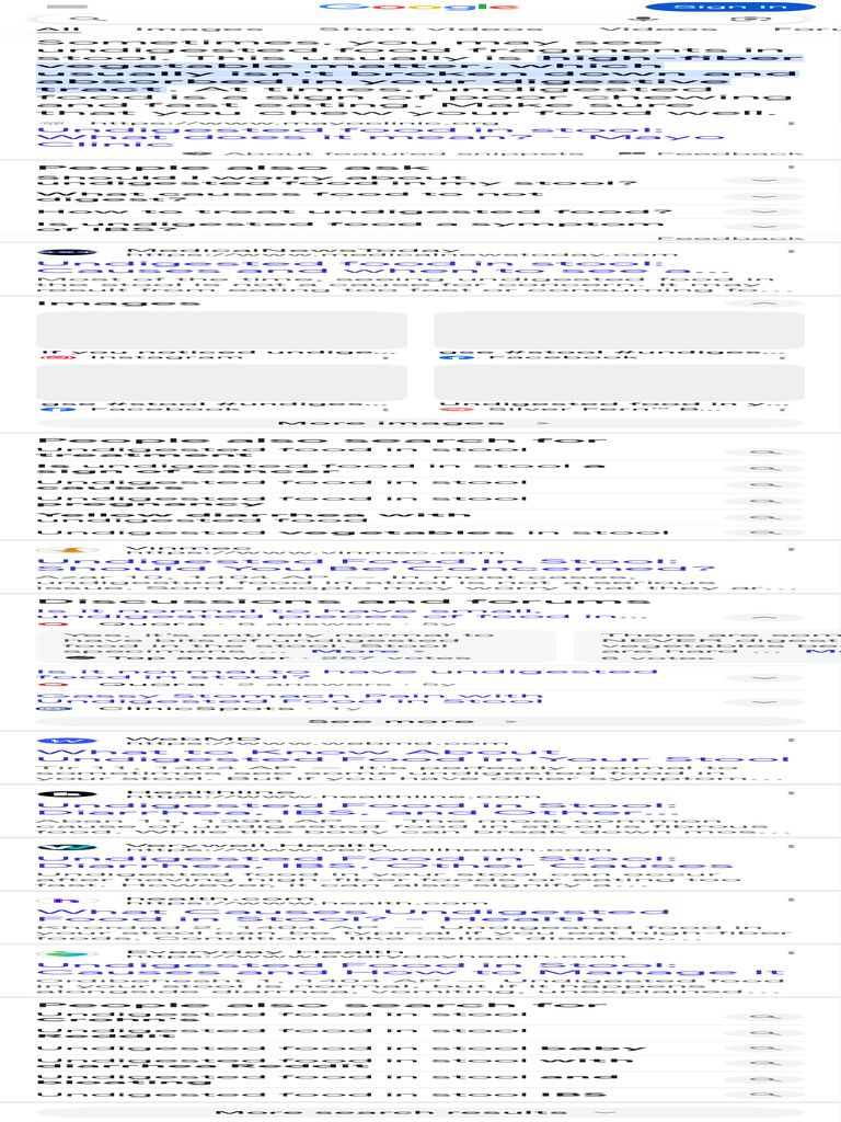 Undigested Food in Stool - Google Search | PDF | Human Feces ...