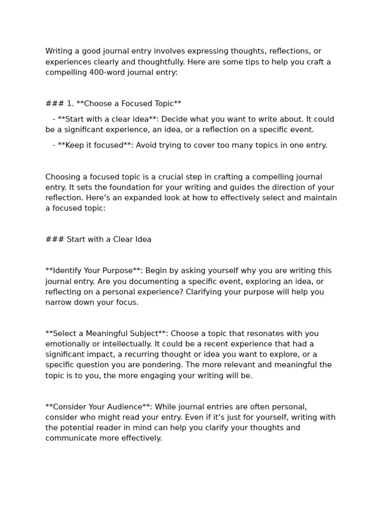 Tips for Writing Engaging Journal Entries | PDF | Feeling | Thought