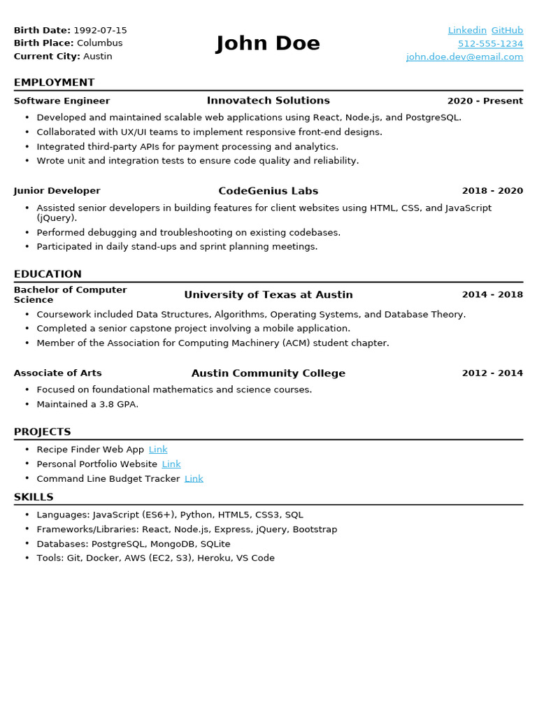 John Doe-CV | PDF