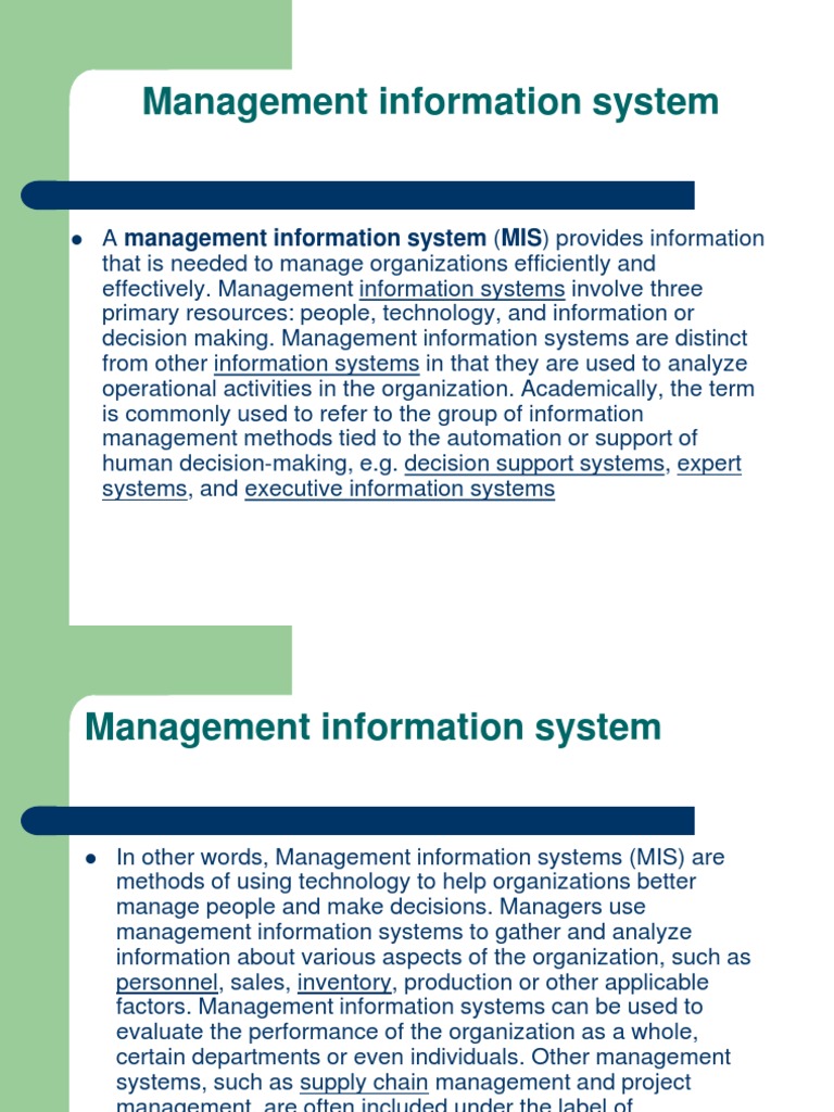 Mis PowerPoint Presentation | PDF | Management Information System ...