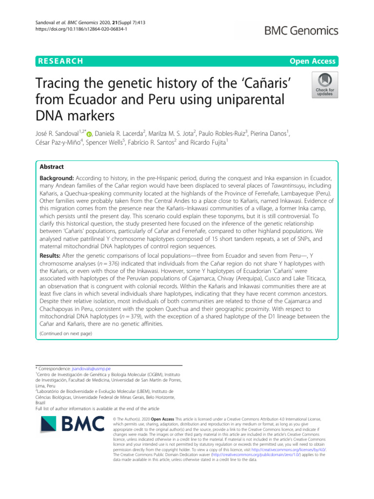 Tracing_the_genetic_history_of_the_Canar | PDF | Inca Empire | Genetics