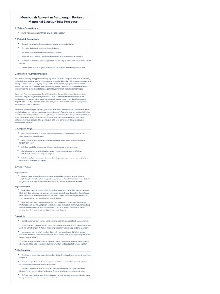 Membedah Resep Dan Pertolongan Pertama Mengenal Struktur Teks Prosedur ...