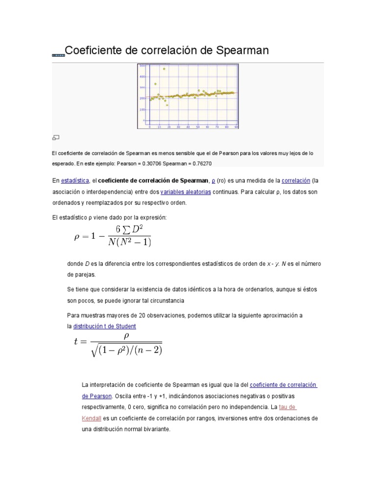 Coeficiente de Correlación de Spearman | PDF | Coeficiente de ...
