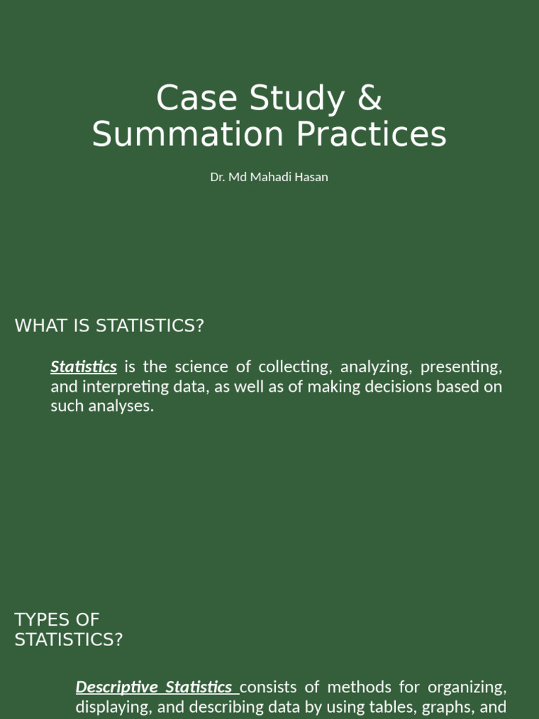 L4. Case Study and Summation Practices | PDF | Statistics | Sampling ...