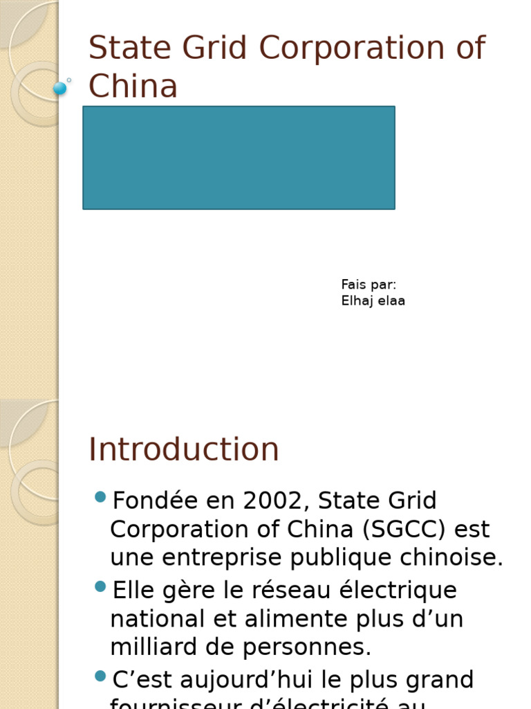 State Grid Corporation : Leader Énergétique Mondial | PDF