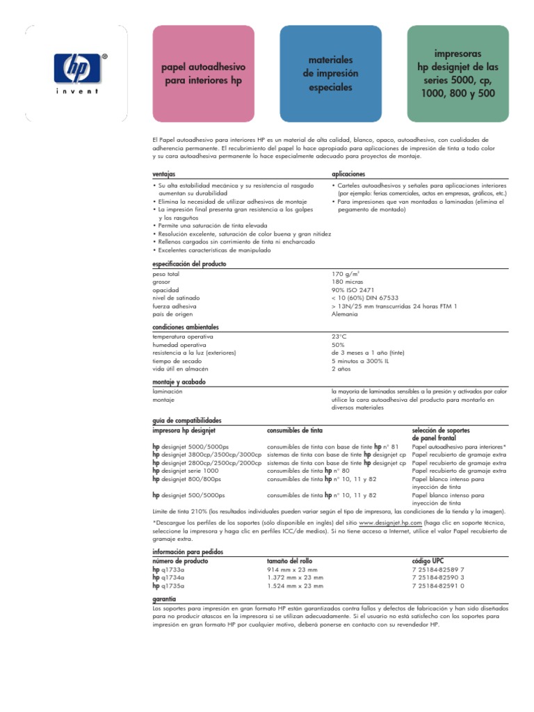 Papel Autoadhesivo para Print HP | PDF | Impresora (Computación) | Papel