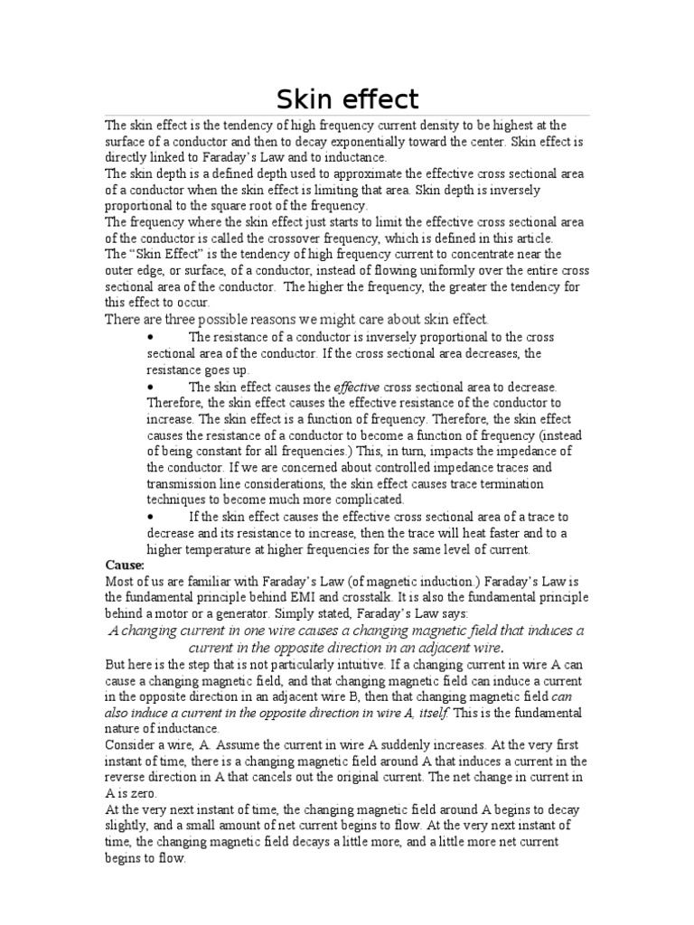 Skin Effect | PDF | Electrical Resistivity And Conductivity ...