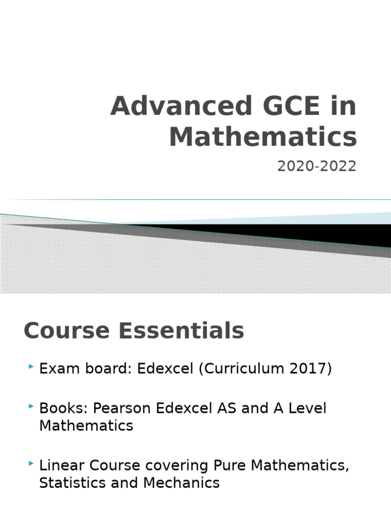 Edexcel A Level Mathematics Overview | PDF | Mathematics | Analytic ...