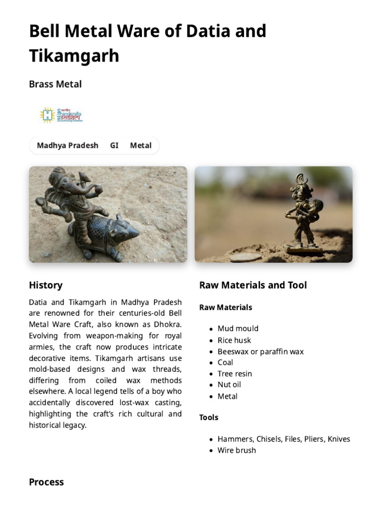 Bell Metal Ware of Datia and Tikamgarh | PDF | Casting | Metals